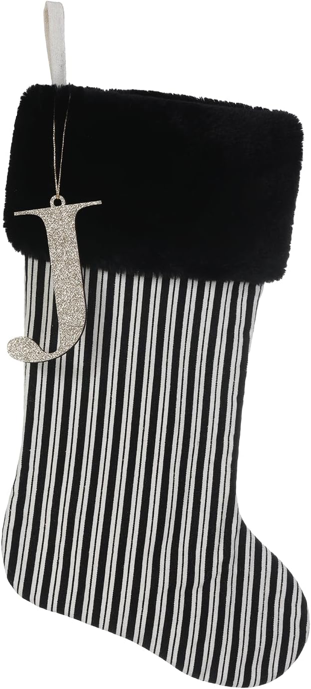 Amazon.com: JKSVE 20 Inch Black Vertical Stripe Christmas Stocking ...