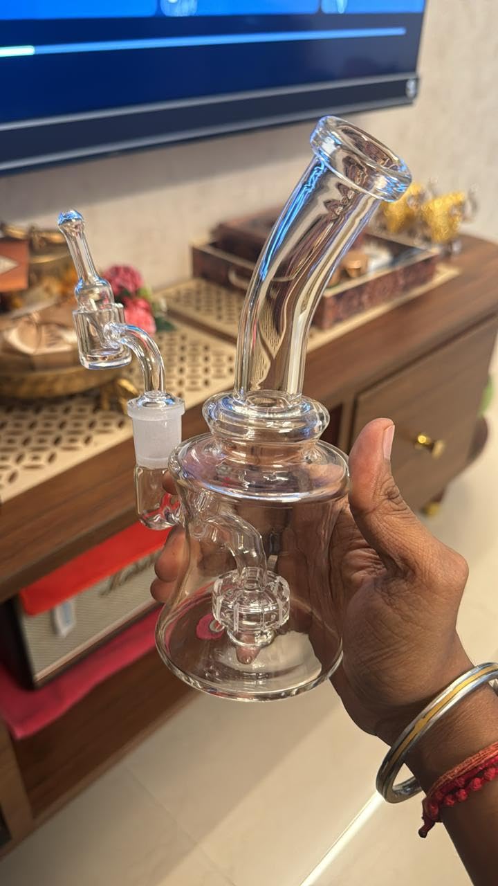 STRONG BONG Glass Dab Rig Bong 8" with Quartz Banger 18.8mm and Carb ...