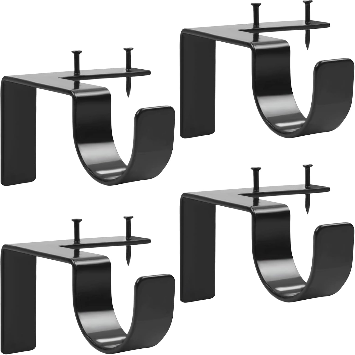 Amazon.com: 4 Pack No Drill Curtain Rod Bracket, Adjustable Metal Heavy ...