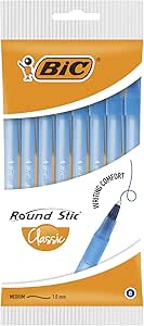 BIC Round Stic Stylo à bille, Bleu, Sachet de 8 : Amazon.fr ...