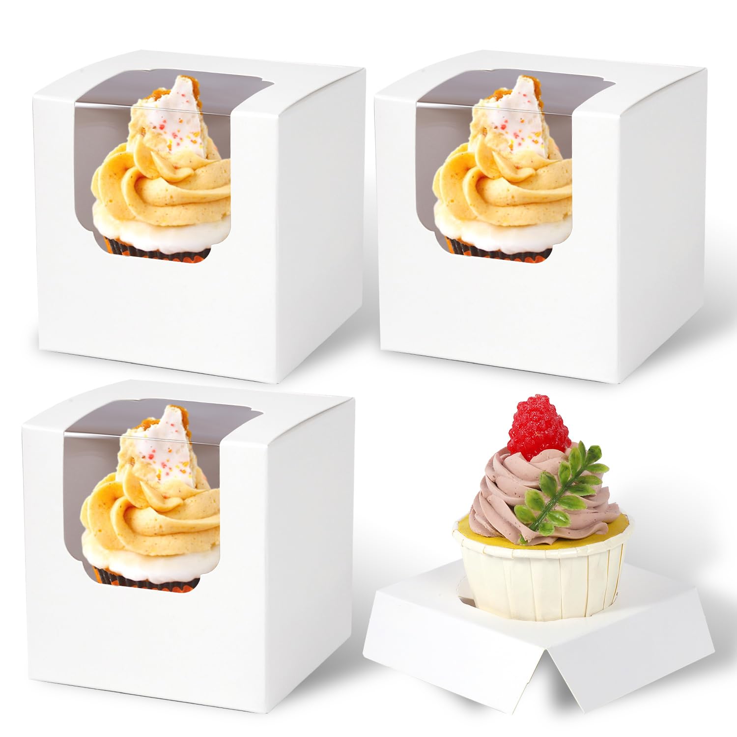 Amazon.com: JCD 70pcs Cupcake Boxes, 3.5inches Auto-Pop up Single ...
