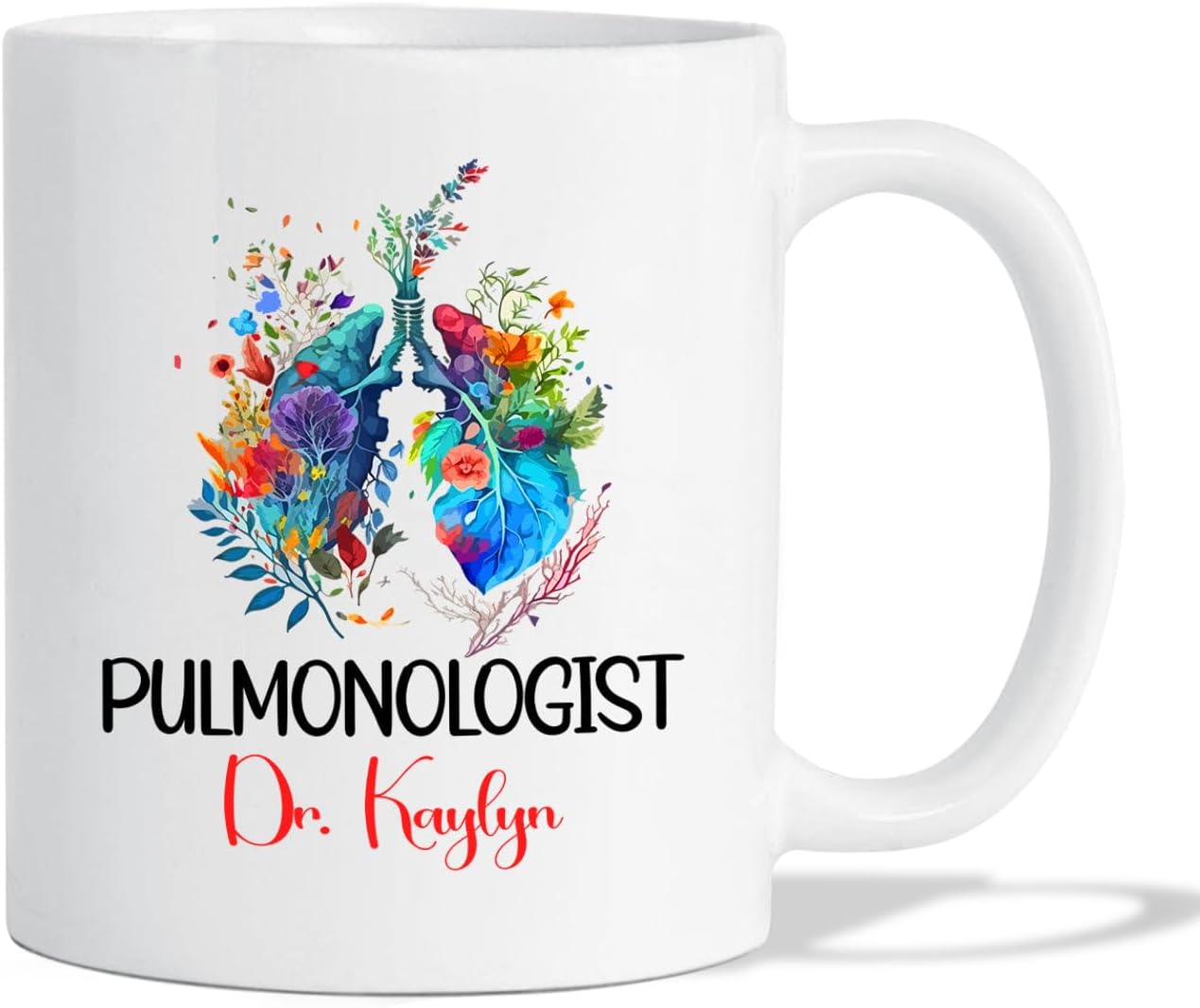 Amazon.com: Personalized Pulmonologist White Coffee Mug, Floral Lung ...