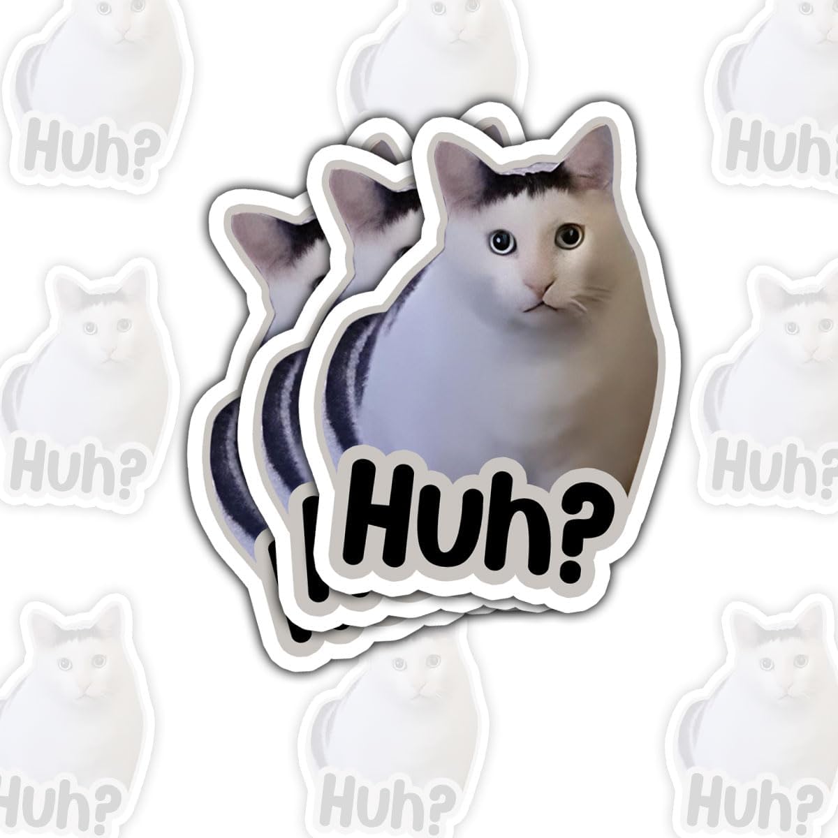 Amazon.com: 3 Pcs Huh Cat Meme Sticker – Funny Confused Cat Reaction ...