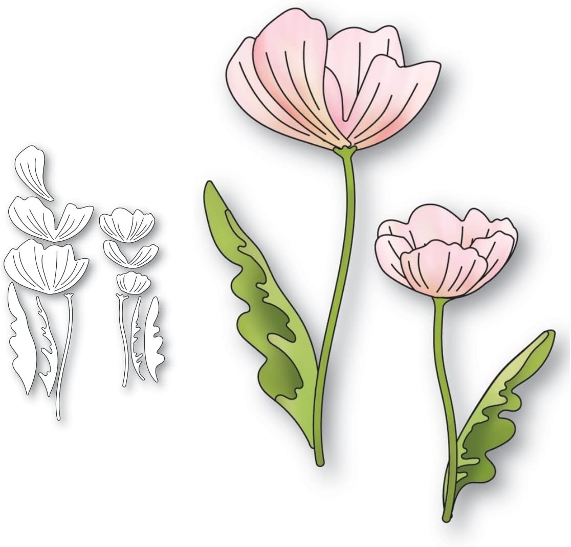 Amazon.com: Poppy Leaves Flowers Metal Die Cuts Cutting Dies, Poppy ...