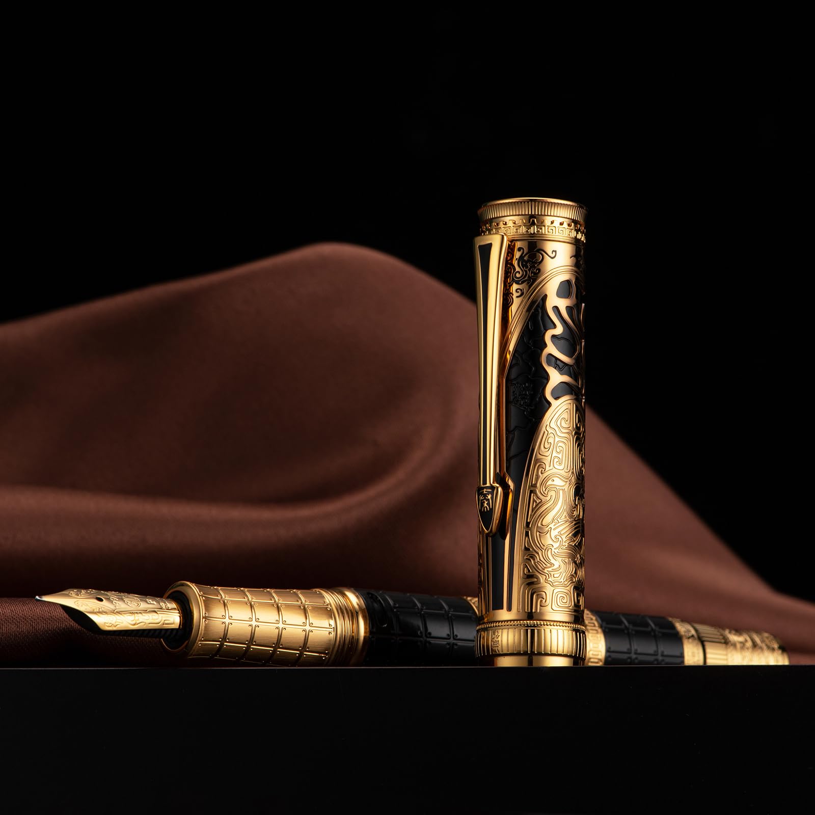 Hong Dian D5 Qin Dynasty Fountain Pen Black Gold Extra Fine Point ...