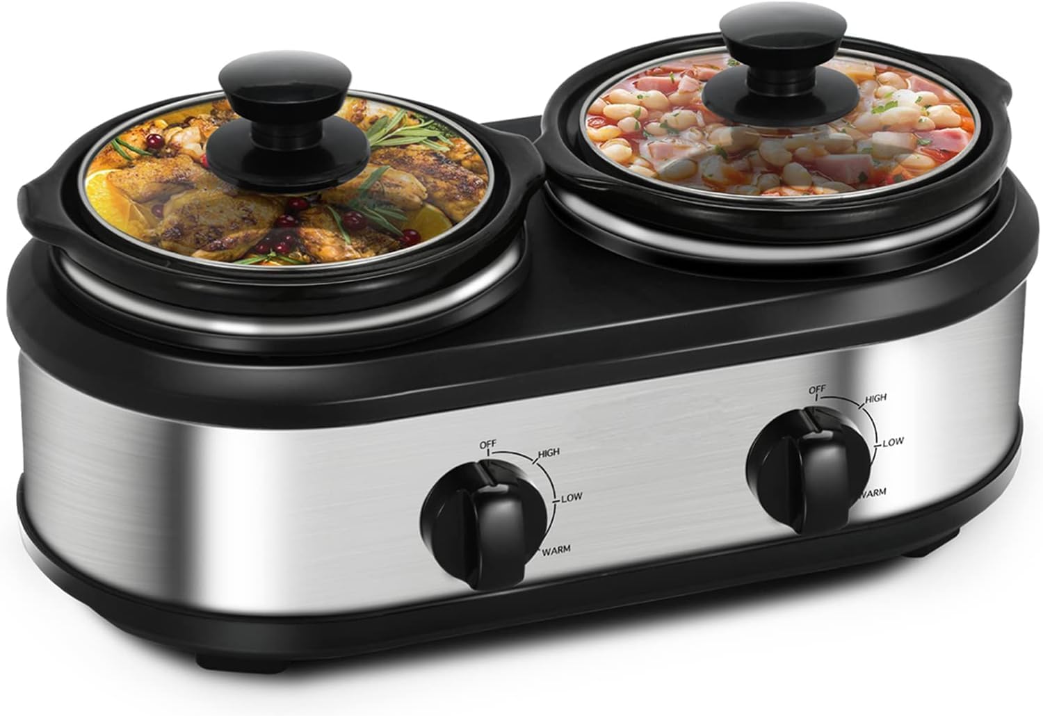 Snapklik.com : Double Slow Cooker, 2 X 1.25QT Dual Slow Cooker, 3 ...