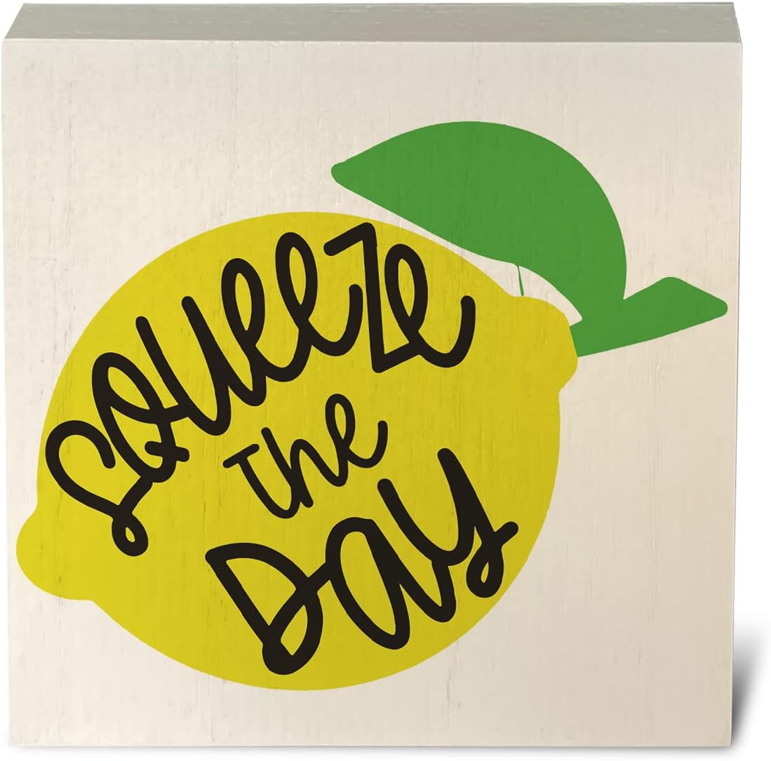 Amazon.com: Lemon Artwork Wood Box Sign Rustic Farmhouse Style Squeeze ...