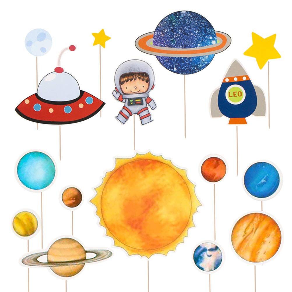NUOBESTY Space Astronaut Cake Topper Rocket Cake Decor Solar System ...