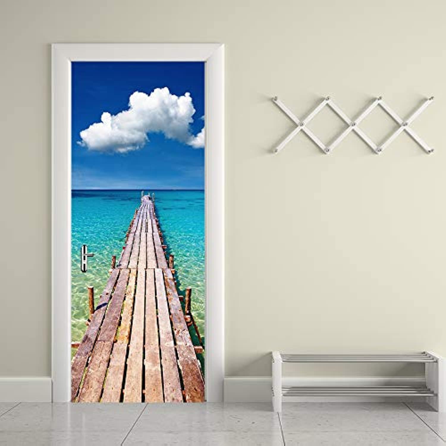 Amazon.com: Modern Art Wharf 3D Door Sticker, Peel and Stick Vinyl Door ...