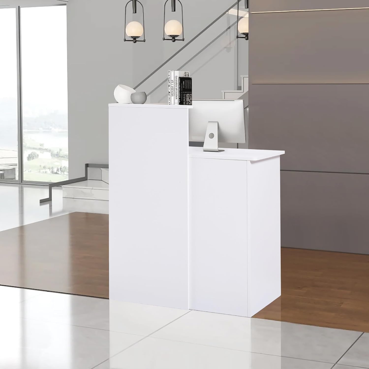 Amazon.com: Zethvax Reception Desk with Counter,Small Front Desk with ...