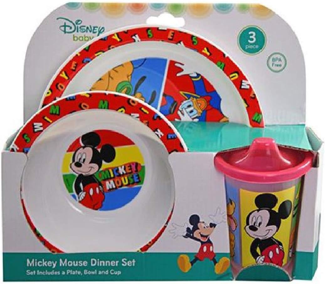 Amazon.com: Mickey Mouse 3pc PP Dinner Set in Open Box (Plate, Bowl and ...