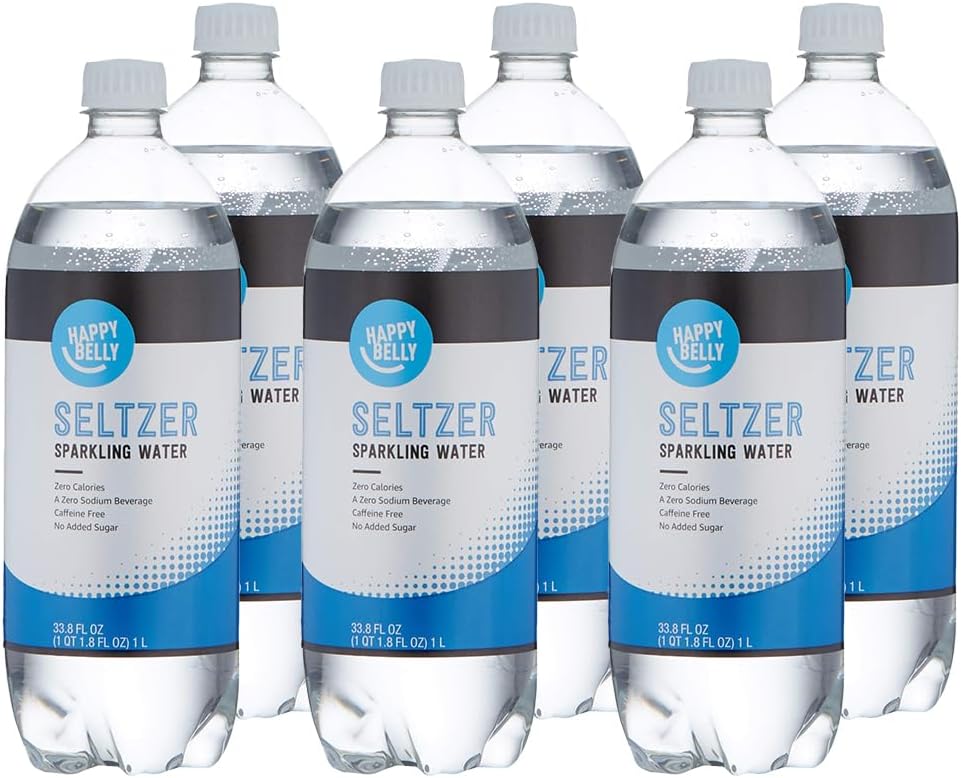 Amazon.com: Amazon Brand - Happy Belly Seltzer Sparkling Water, 33.8 fl ...