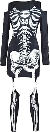 Amazon.com: Summer Dress for Women Skeleton Print Sexy Skeleton ...