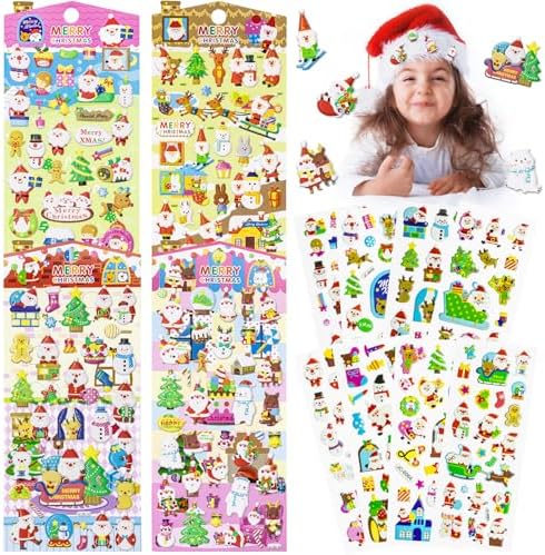Amazon.com: Christmas Puffy Stickers 12 Sheets Christmas Stickers for ...
