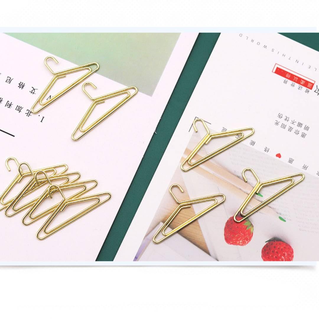 Snapklik.com : QANYEGN 100Pcs Hanger Shape Paper Clips, Gold Metal ...