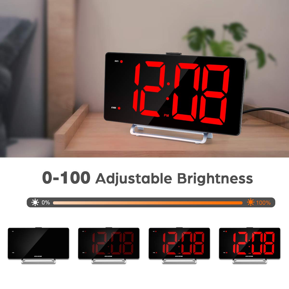 Digital Alarm Clock On Nightstand