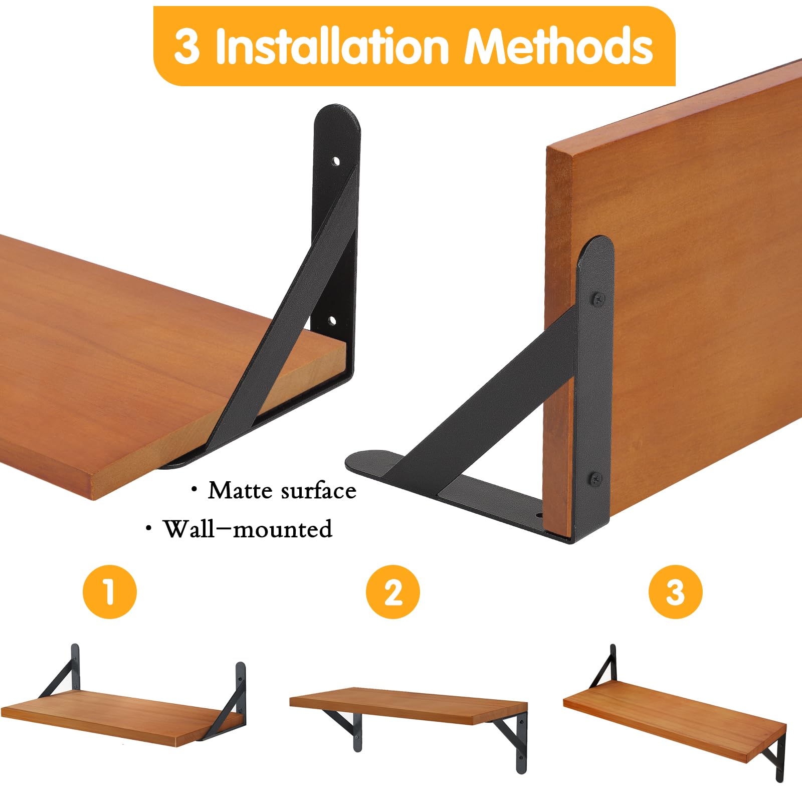 Snapklik.com : YGEOMER Floating Shelves, Rustic Wood Shelves, 4 Sets Of Wall Mounted Shelf For ...