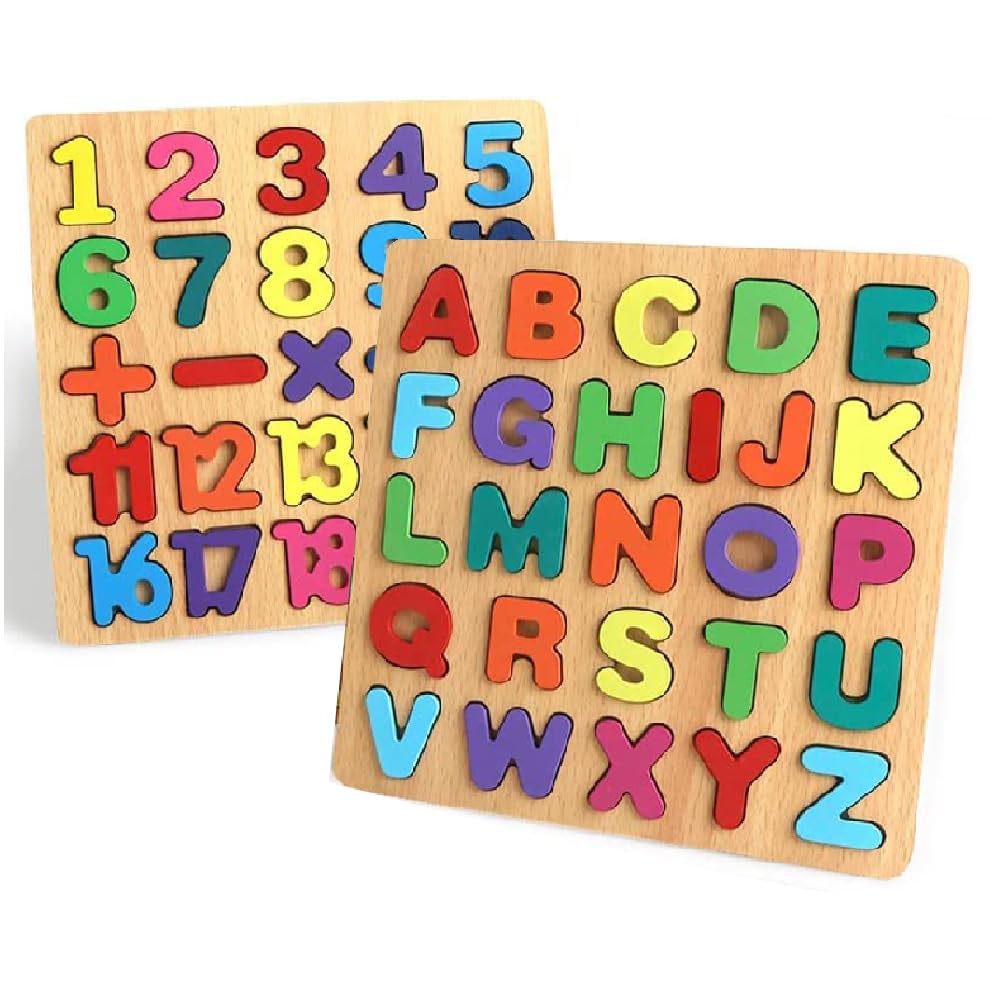 Little Mind 3D Wooden Puzzles, Alphabet & Numbers Puzzles for Kids ...