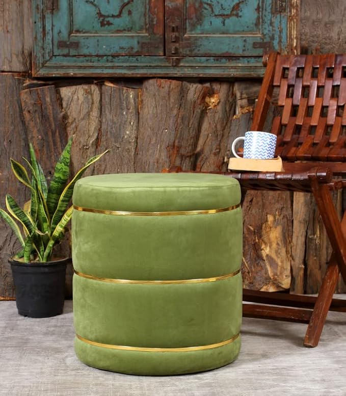 ShadowKart Pouffes Sitting Stool for Living Room, Wooden Mudda Ottoman Stools, Pouffe Footstool ...