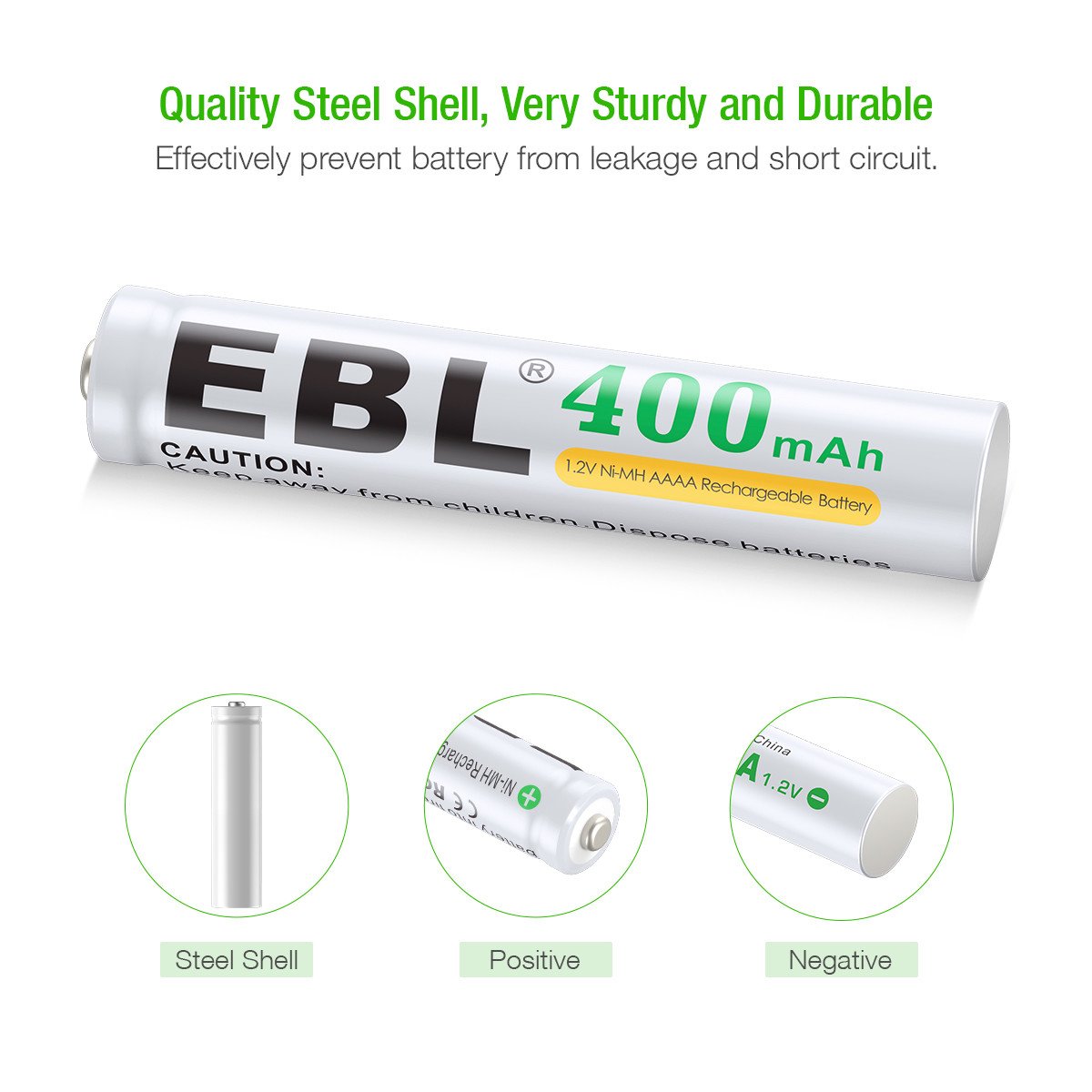 EBL Rechargeable AAAA Batteries 4 Counts with Smart Battery Charger ...