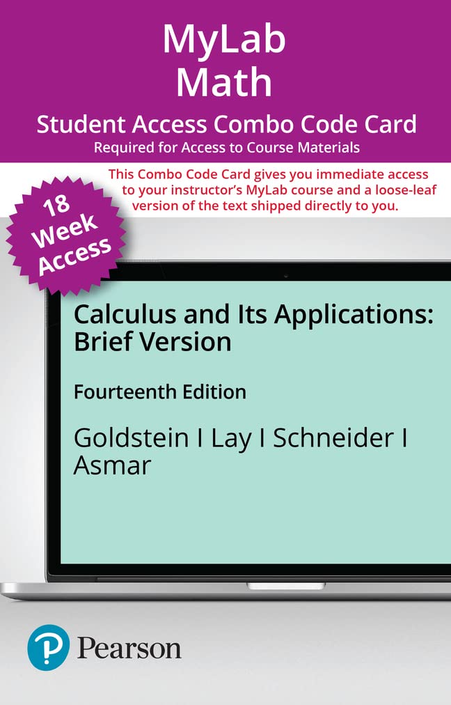 Buy Mylab Math With Pearson Etext 18-week Combo Access Card for Calculus & Its Applications Book ...