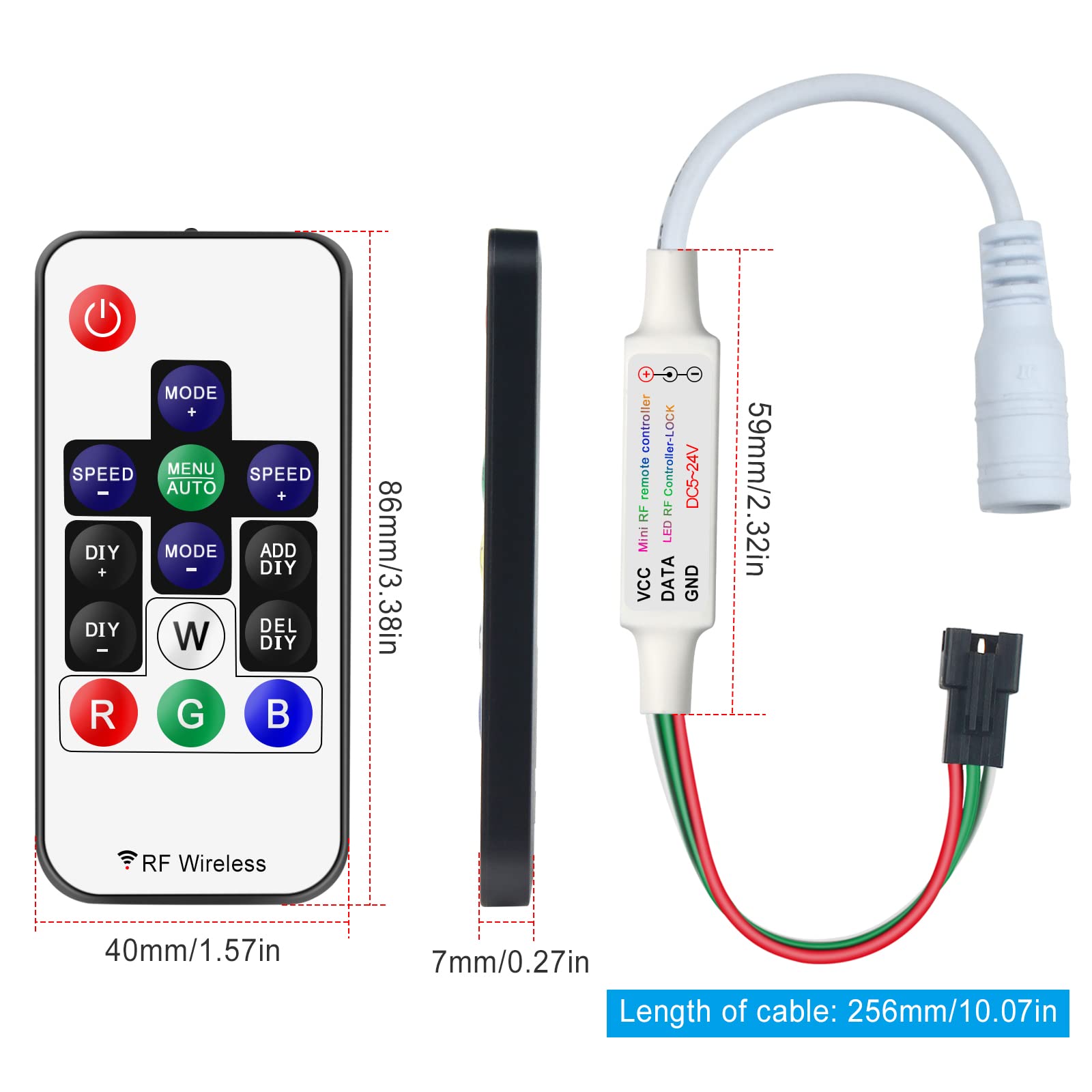 Snapklik.com : RGBZONE WS2812B RF LED Controller, 3-PIN Mini LED Strip ...