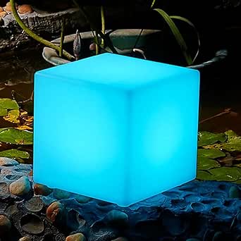 Mr.Go Solar Cube Light, Solar Powered RGB Cube Lamp with Remote/Button ...