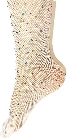 Sexy Mesh Stockings Colorful Sparkle Crystal Rhinestone Fishnets High ...