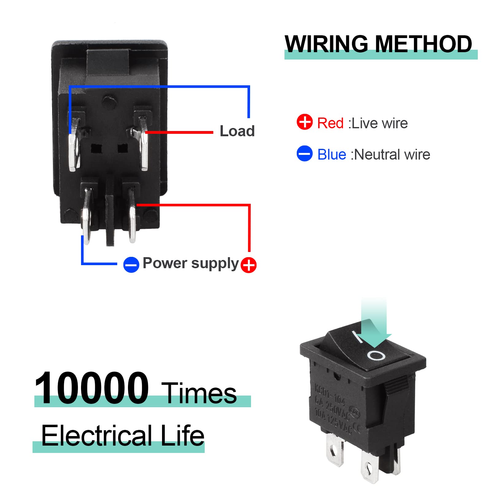Snapklik.com : 5Pcs On/Off Boat Rocker Switch 5Pcs 4 Pin Position Snap ...