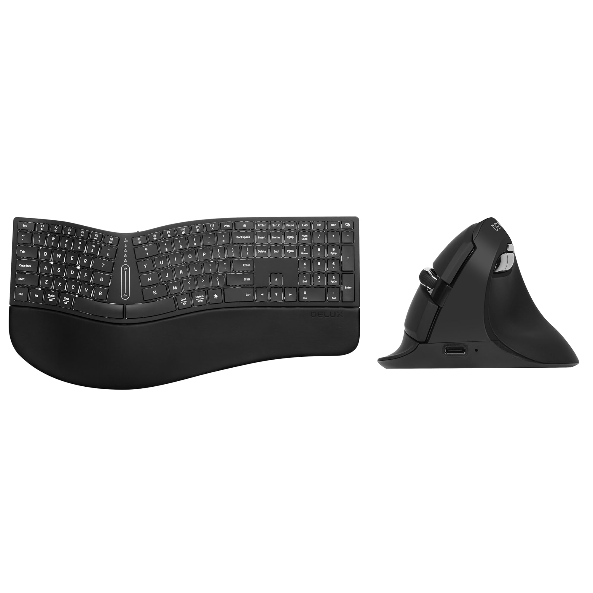 Amazon.com: DeLUX Wireless Full Size Ergonomic Keyboard with Backlit ...