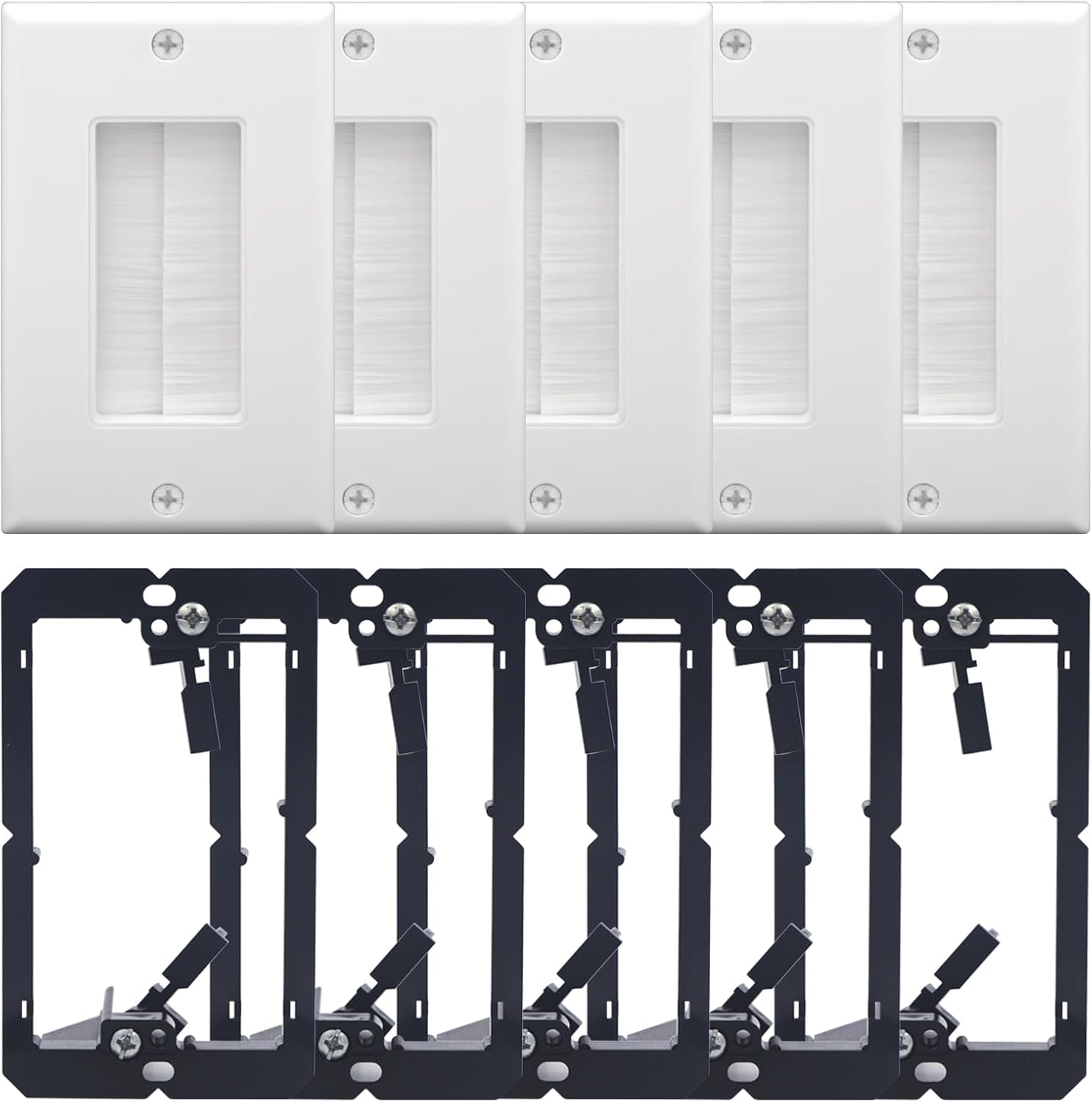 Amazon.com: VCE 5-Pack Brush Wall Plate with Bracket, Cable Pass ...