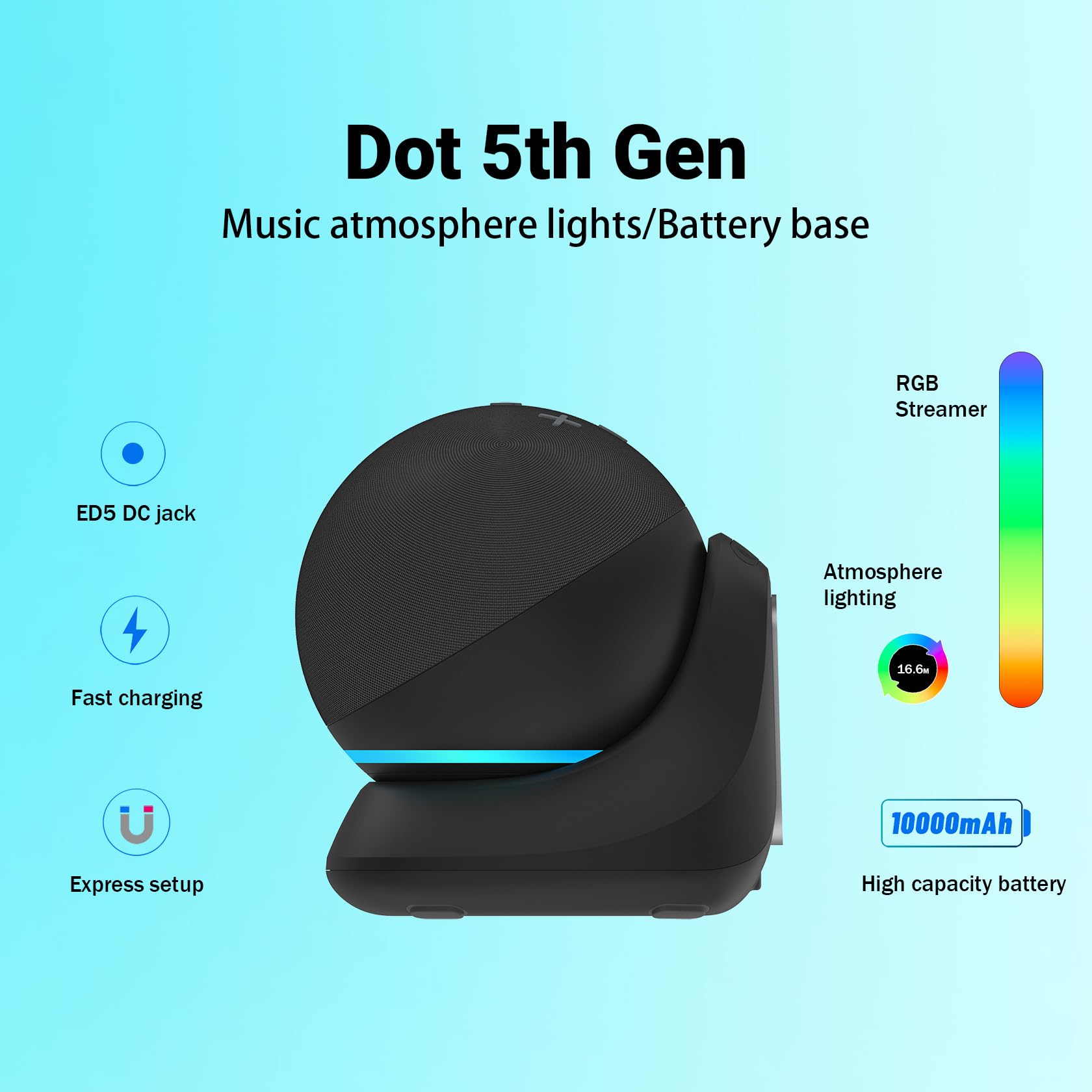 Snapklik.com : Fanxoo ED5 Alexa Battery Base.The DC Socket Provides ...