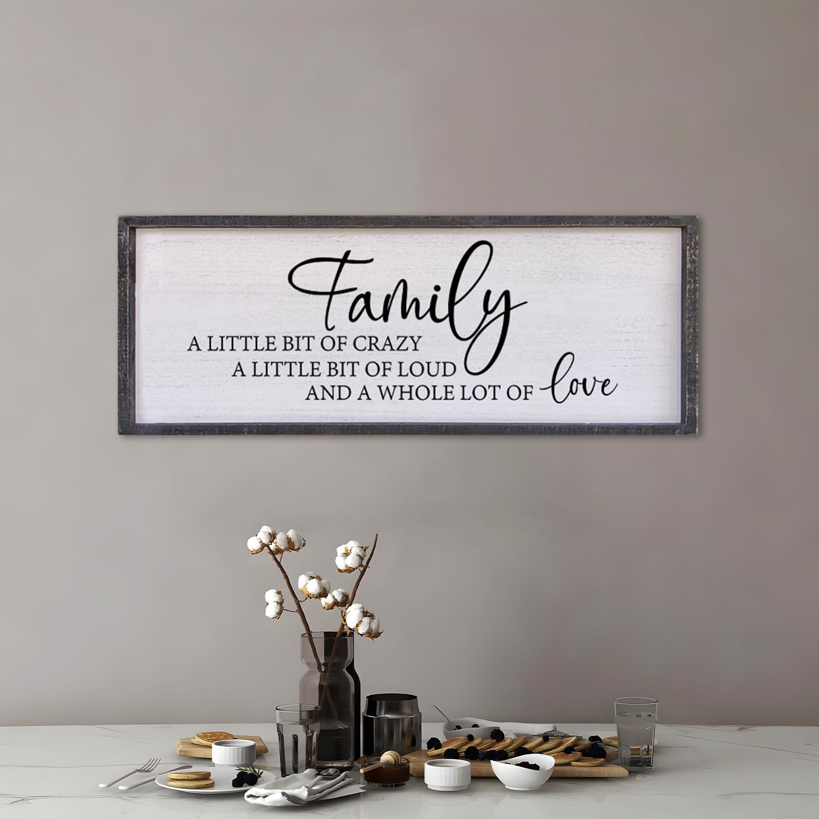 Amazon.com: Family A Little Bit Of Crazy Sign Wall Decor 32"×12" Rustic ...