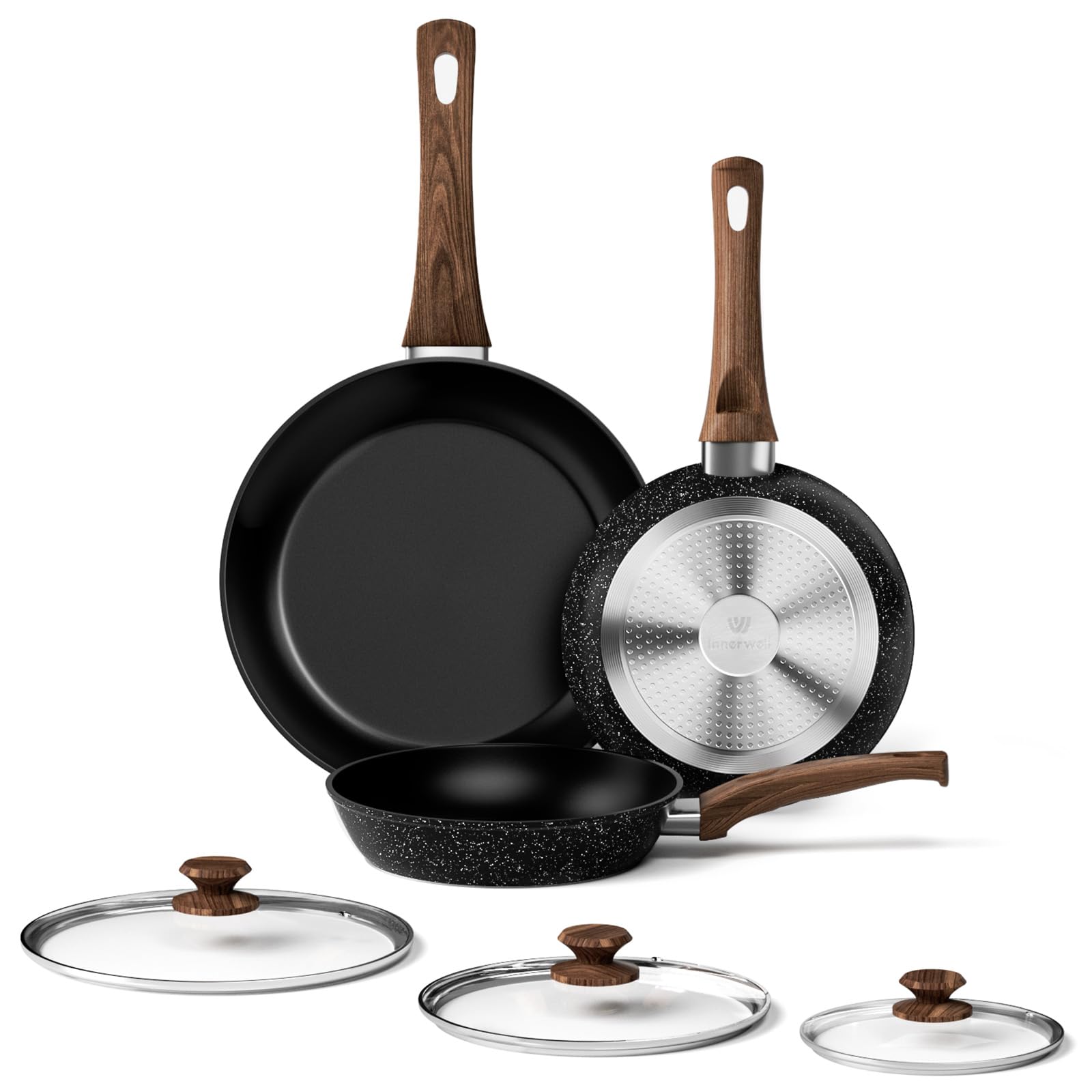 Amazon.com: Frying Pan Set With Lids - Non Stick Frying Pans Set 3 Pcs ...
