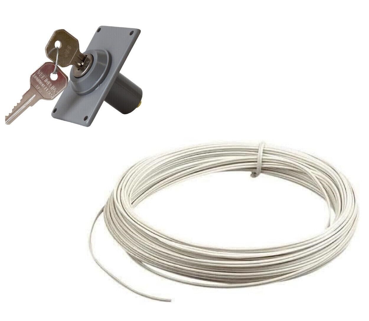 Garage Door Opener External Key Switch with 25ft Bell Wire and 2 Keys ...