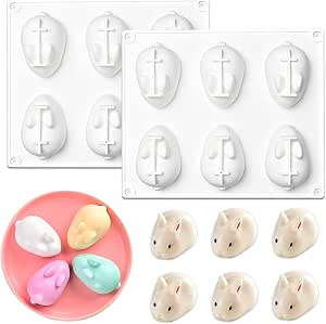 Bunny Silicone Molds, 6 Holes 3D Easter Silicone Bunny Chocolate Molds ...