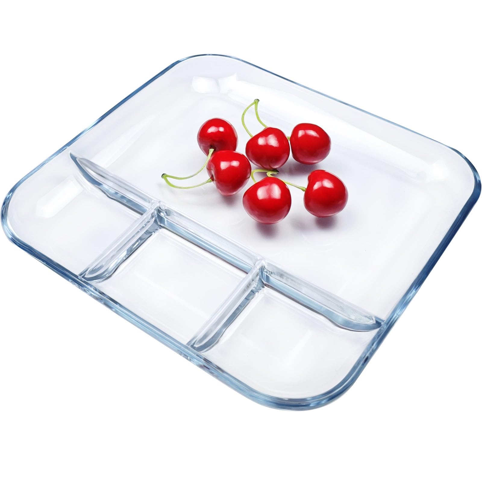 Amazon.com | LERIYUFS Glass Divided Plates, 10in Portion Control Plates ...