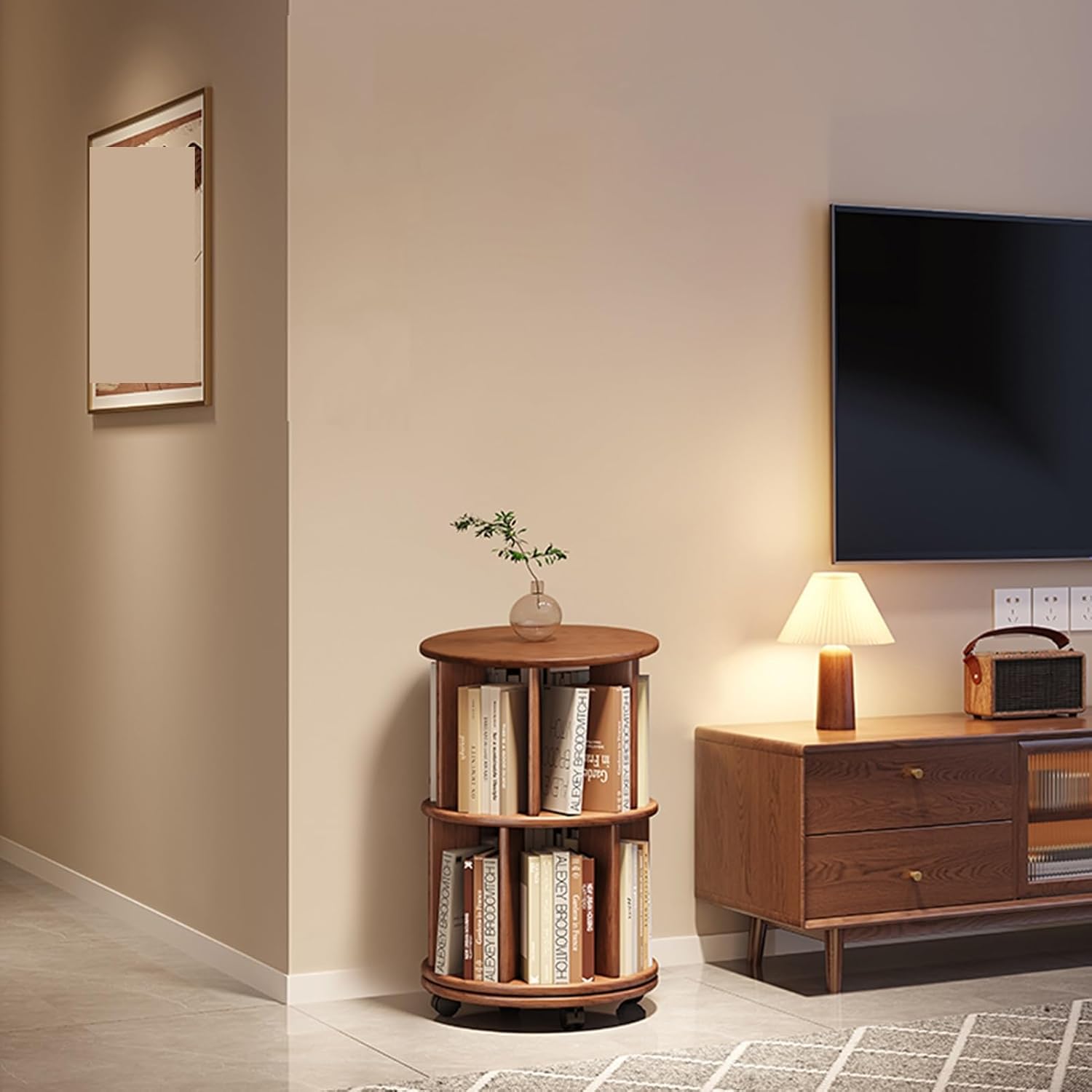 Amazon.com: YVYKFZD Rotating Bookshelf, 360° Revolving Bookcase Tower ...