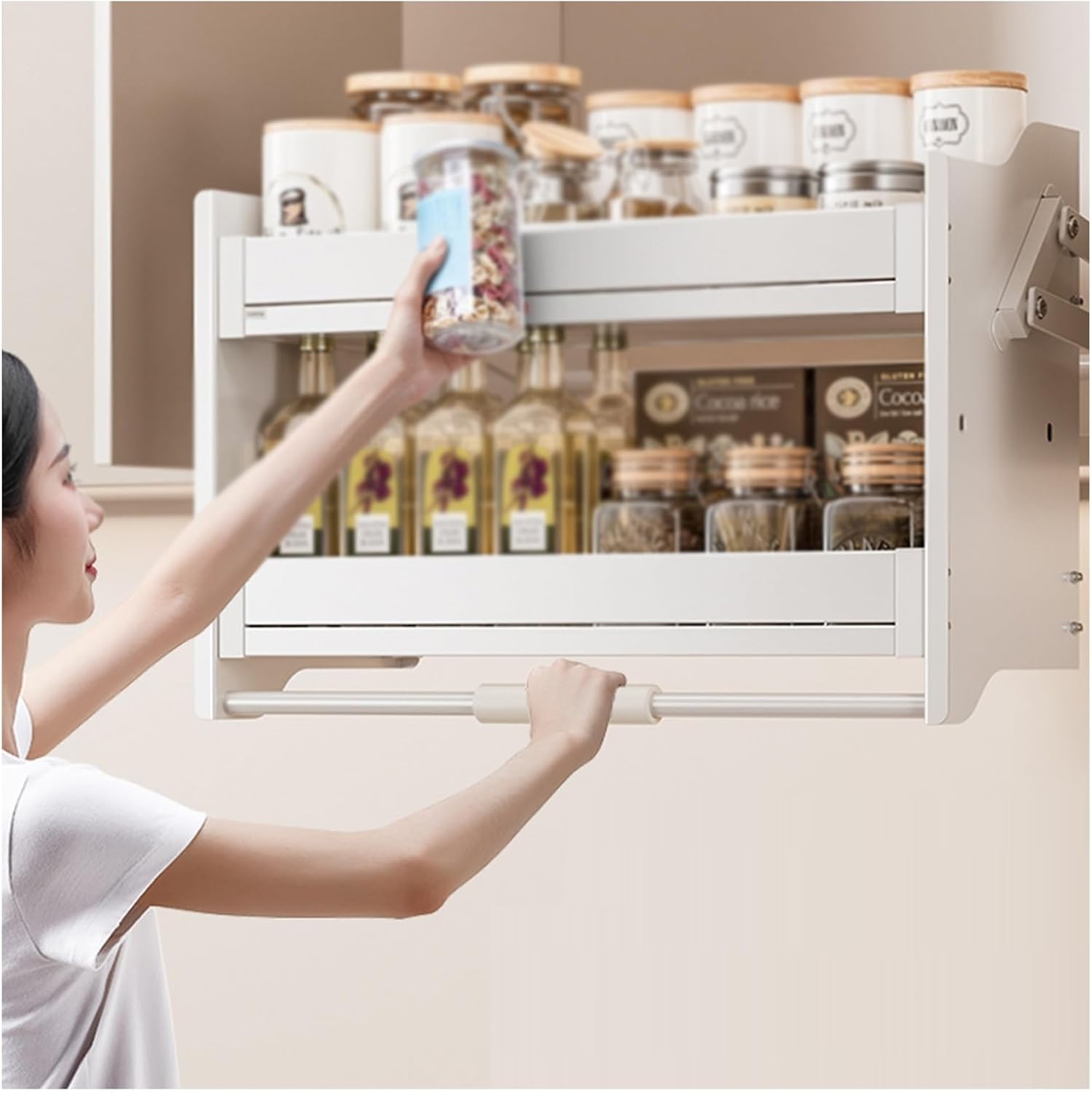 Amazon.co.jp: Pull Down Shelf Cabinet Organizer, Retractable Kitchen ...