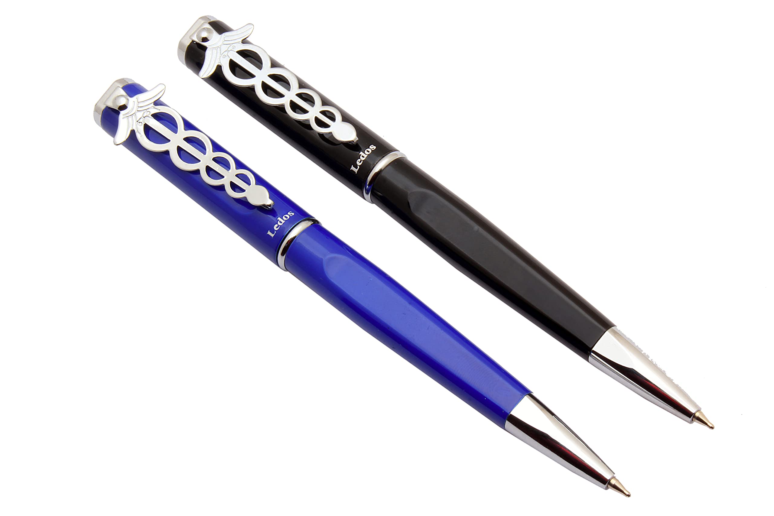 Ledos Caduceus Doctor Symbol Clip Blue & Black Metal Body Ball Point ...