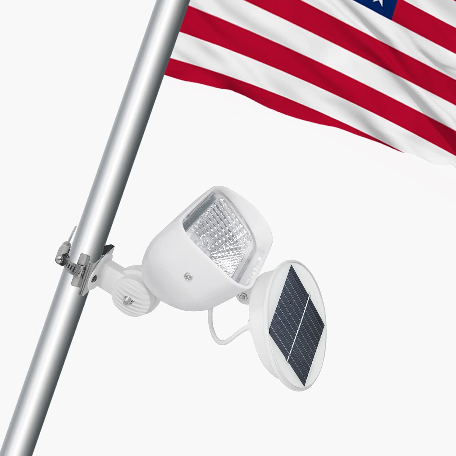 Amazon.com: Flag Pole Light Solar Powered, 2 in 1 House Mounted ...