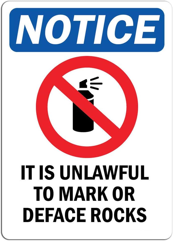 Amazon.com : Notice - It is Unlawful to Mark Or Deface Rocks Sign with ...