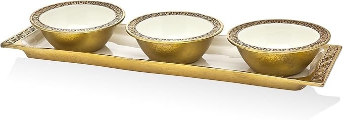 Amazon.com: Godinger Greek Key 3 Relish Server ON Tray : Home & Kitchen