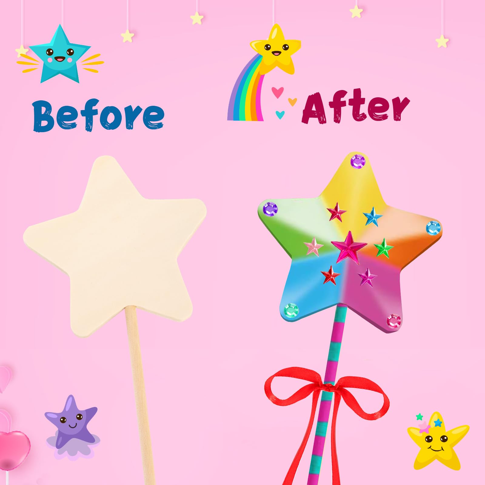 Snapklik.com : Mezchi 70Pcs Wooden Princess Fairy Wand DIY Kit, Crown ...