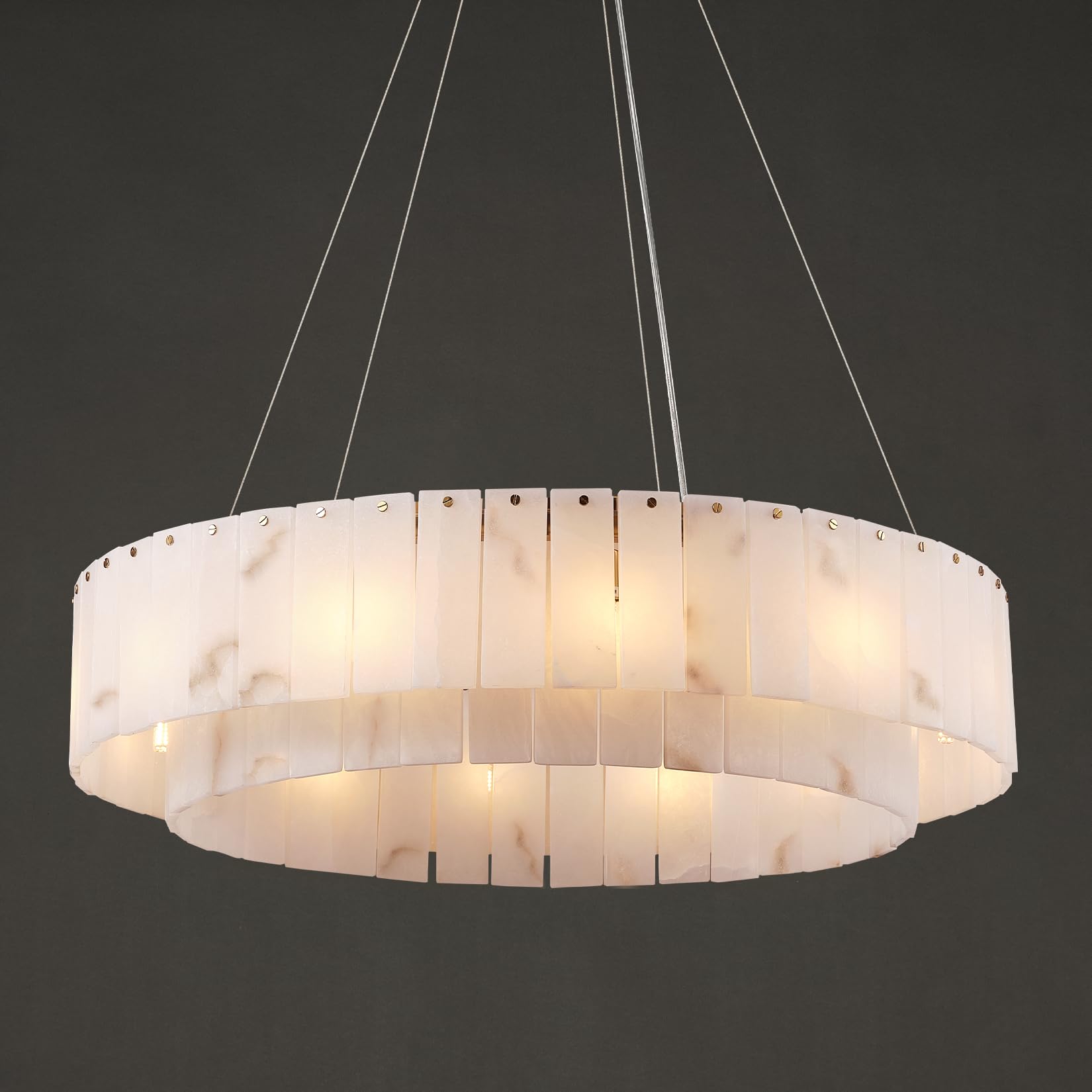 Alabaster Round Chandelier, D31in Modern Dining Room Chandelier, Marble ...