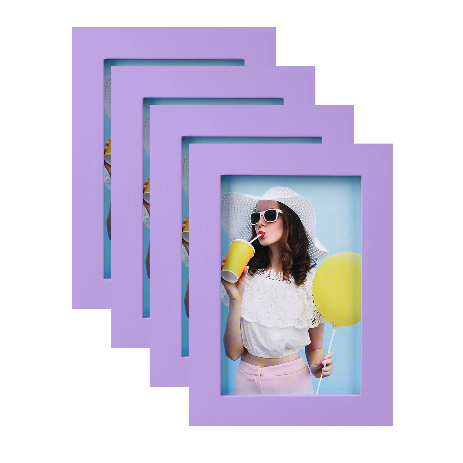 Amazon.com - wyooxoo 4x6 Picture Frames Set of 4 Purple Solid Wood ...