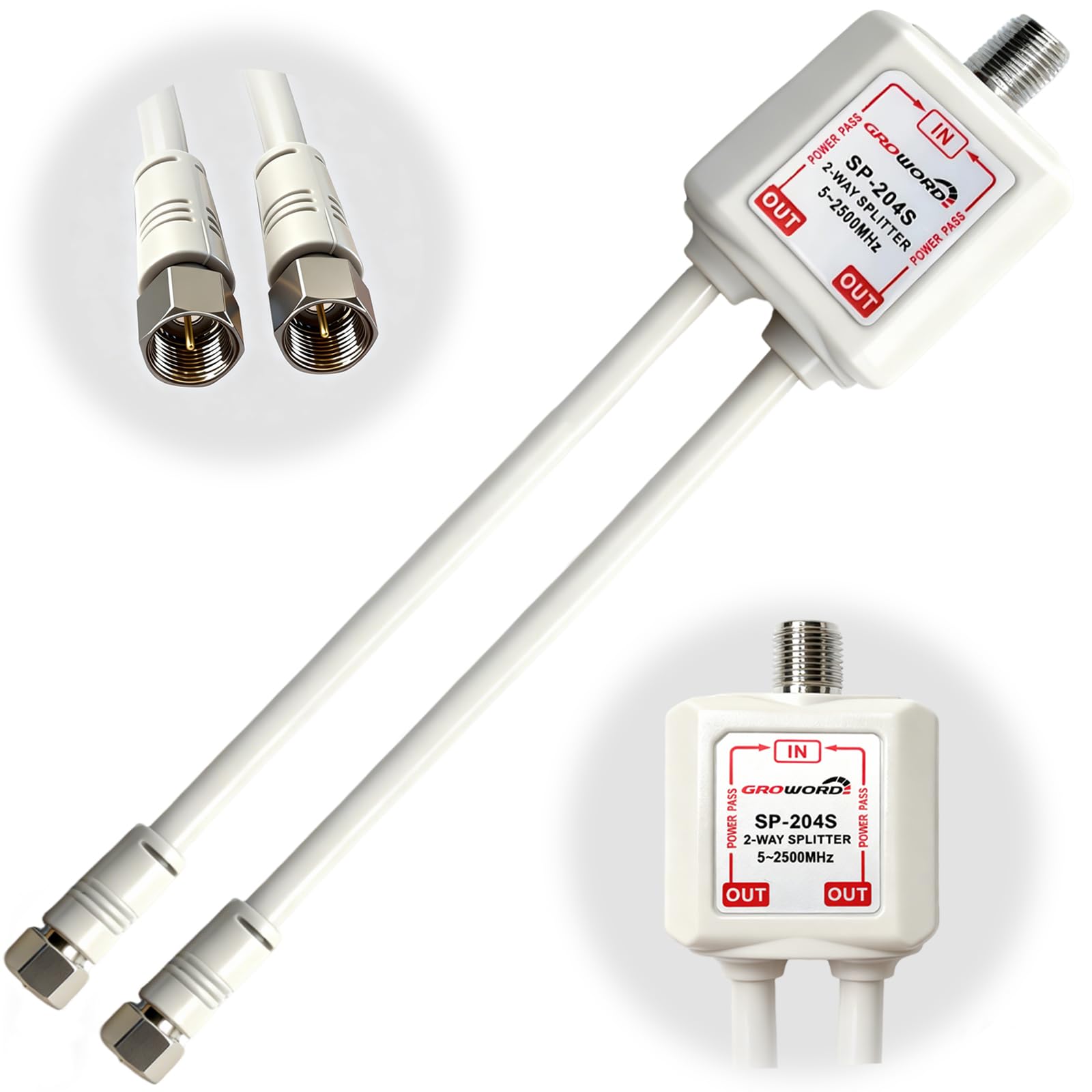 Snapklik.com : GROWORD Satellite Splitter 5-2500MHz, 2-Way CATV Splitter
