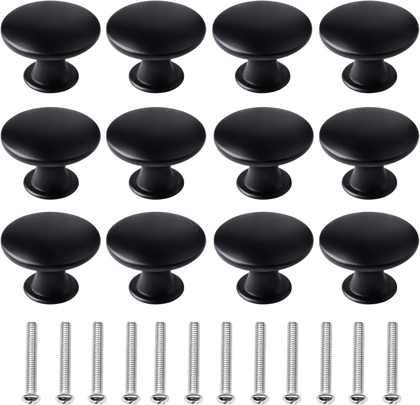 NEUSID 6PCS Black Drawer Knobs, 30mm Round Cupboard Handles with Screws ...