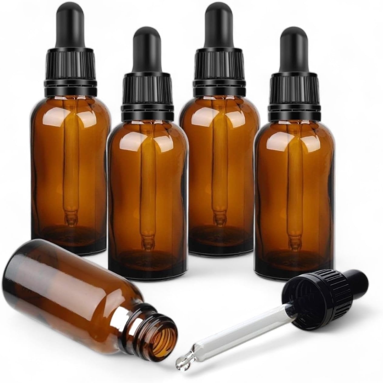 SuQurtom Amber Glass Dropper Bottles 30ml - 2pcs UV Protective Leak ...