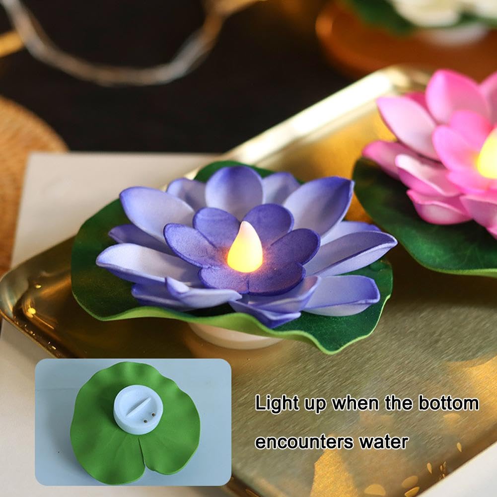 Floating Lotus Lights QOLNBY Floating Pool Lights, Pool Lights With 6 ...
